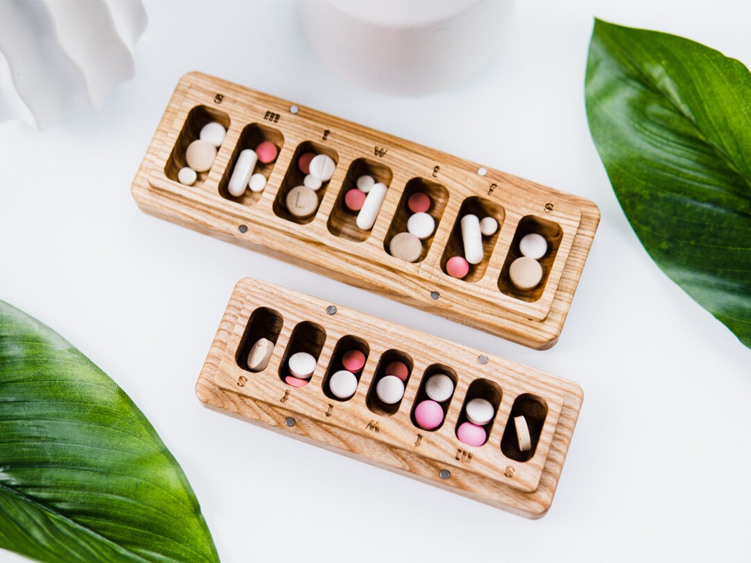 Wood Pill Box, Pill Organizer, 7 Day Pill Box, Pill Holder, Grandma ...