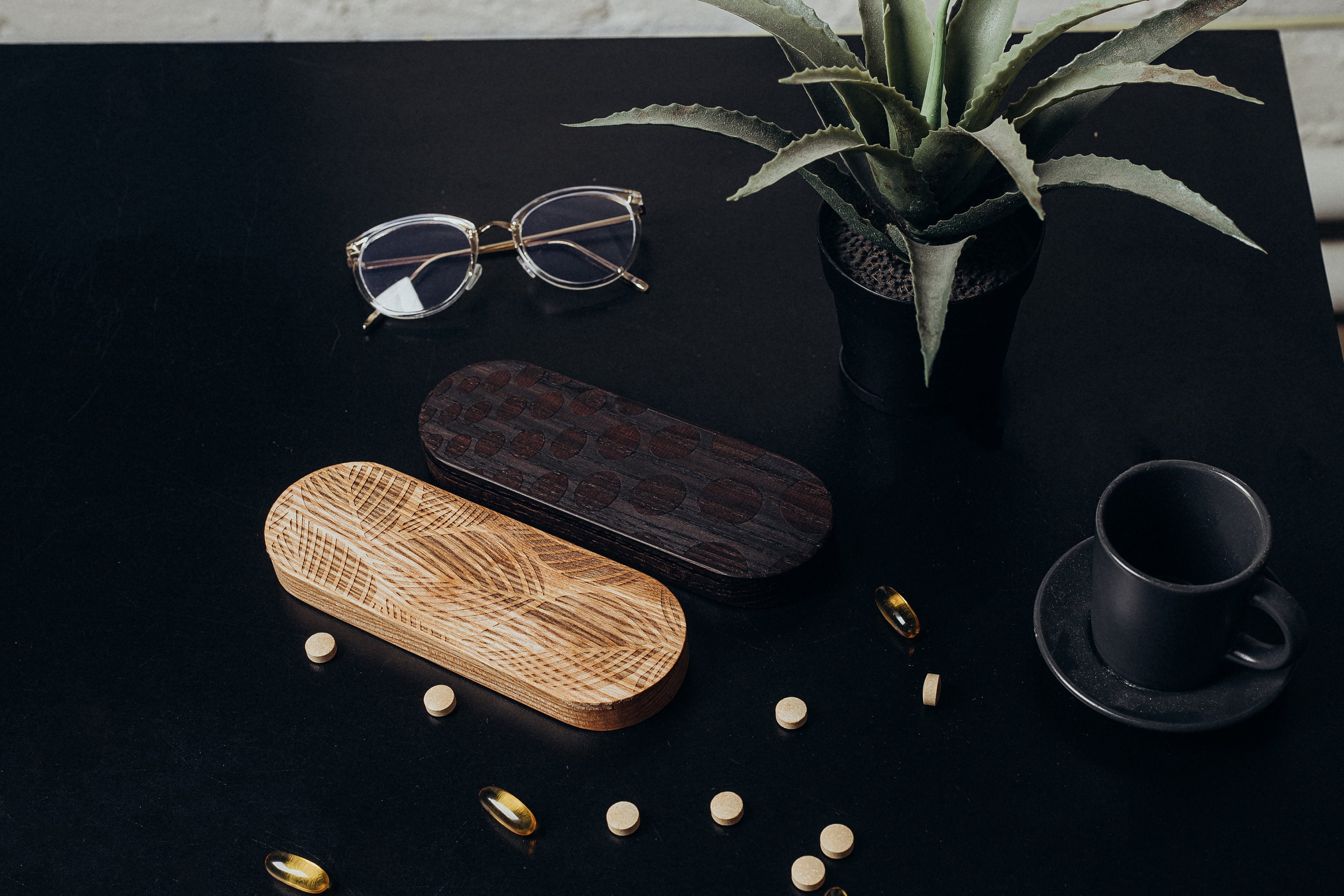 7 Day Vitamin Box, Dark Wood Pill Boxes, Wooden Vitamin Cases, Wooden ...