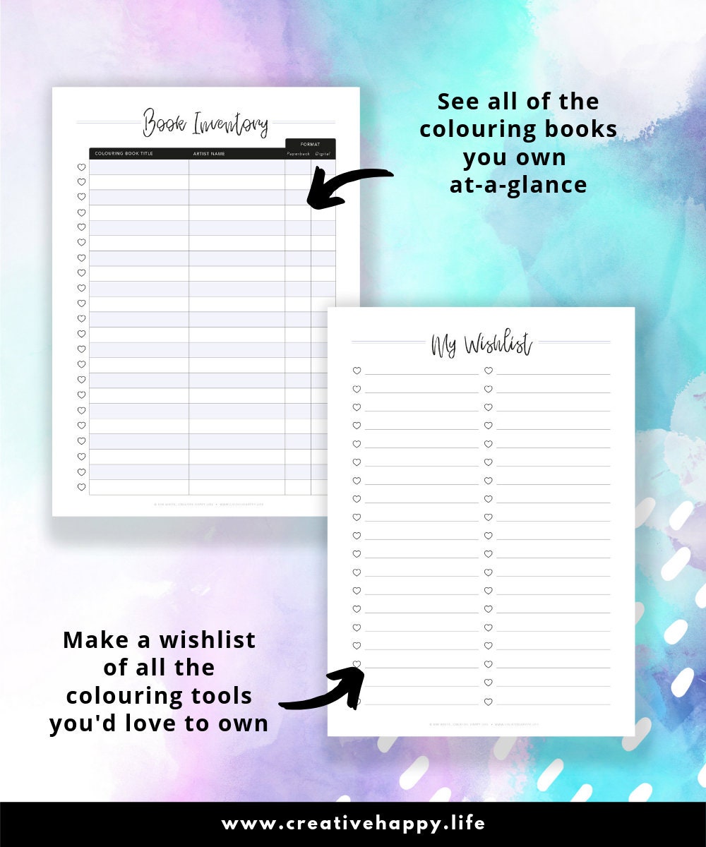 Color Tracker, Colour Tracker, Coloring Book Tracker, Colouring Book ...