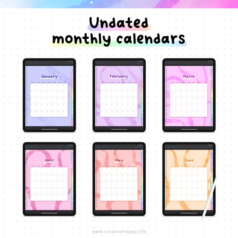 Pastel Digital Planner and Sticky Notes | Goodnotes & Noteshelf Bullet ...