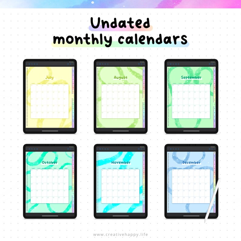 Pastel Digital Planner and Sticky Notes | Goodnotes & Noteshelf Bullet ...