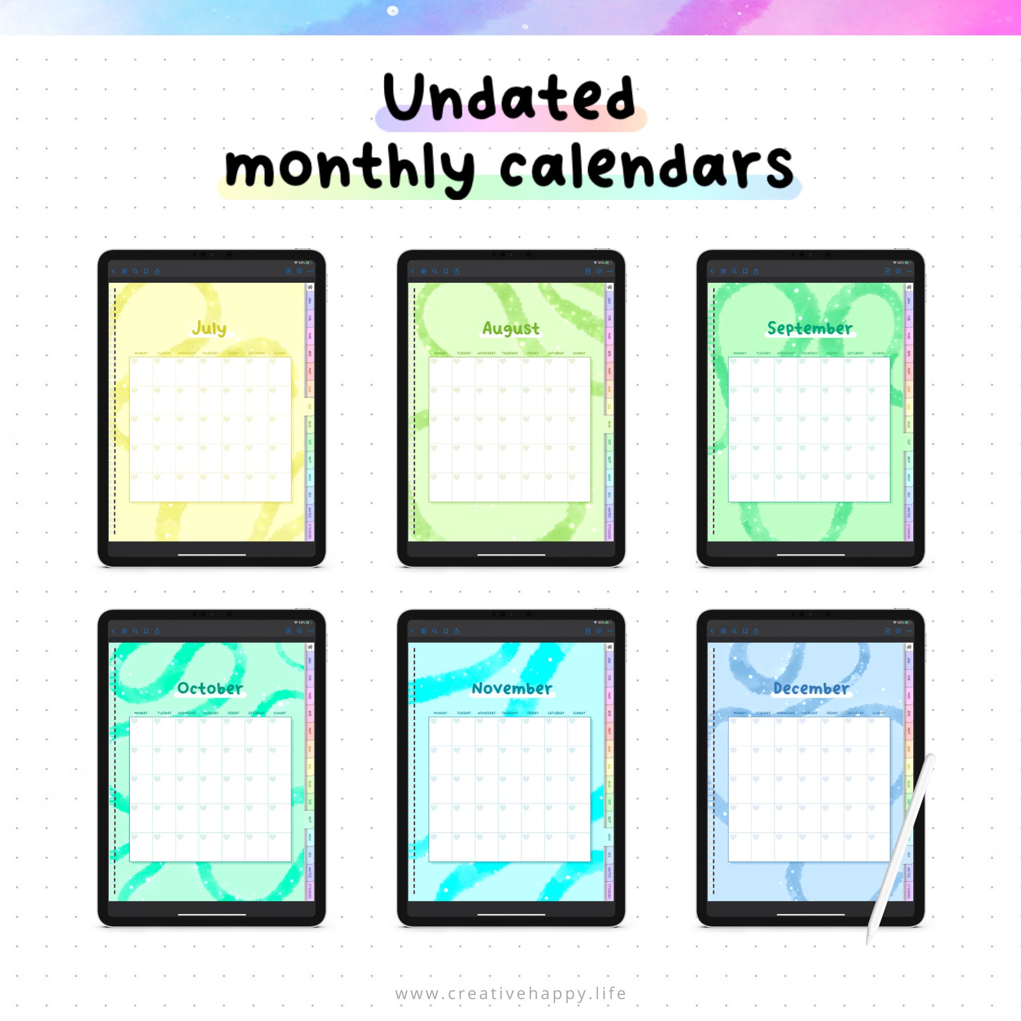 Pastel Digital Planner and Sticky Notes Goodnotes & Noteshelf Bullet ...