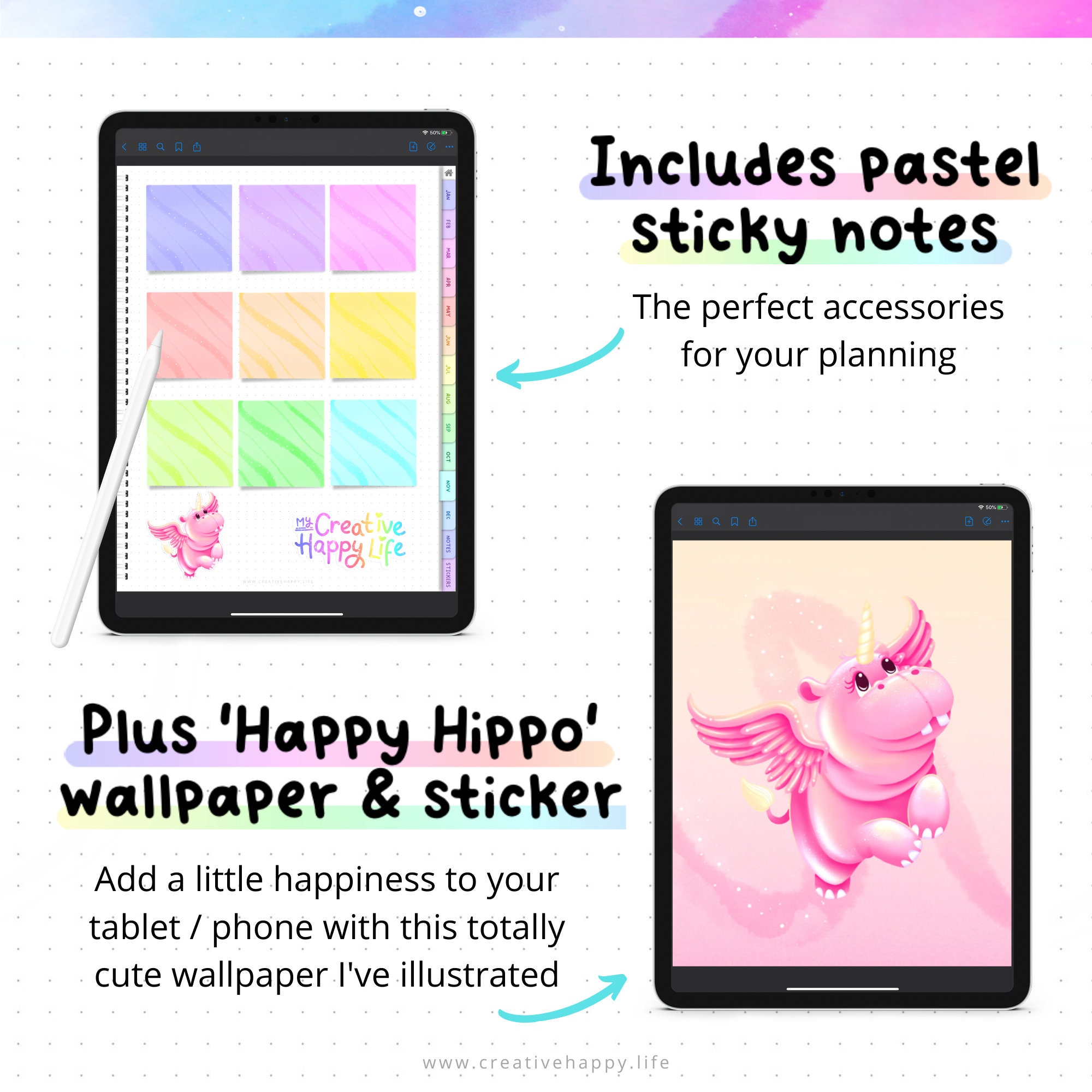 Pastel Digital Planner and Sticky Notes Goodnotes & - Etsy UK