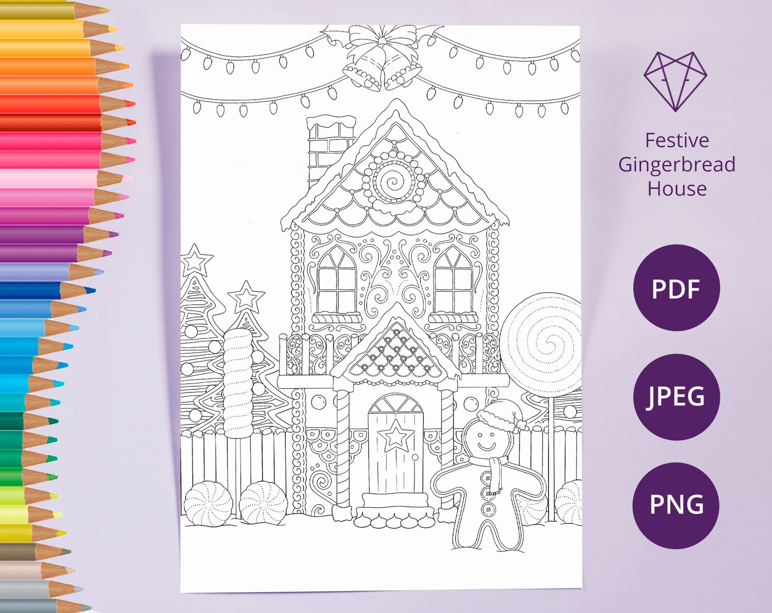 Christmas Coloring Pages, Gingerbread House Printable, Colouring Pages ...