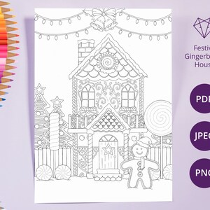 Christmas Coloring Pages, Gingerbread House Printable, Colouring Pages ...