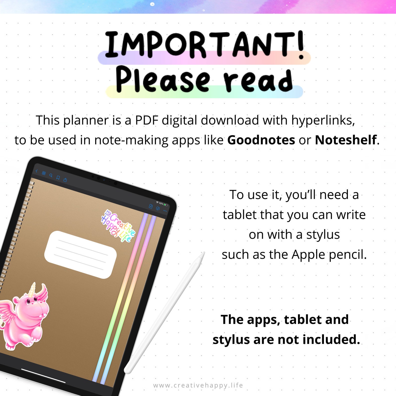 Pastel Digital Planner and Sticky Notes | Goodnotes & Noteshelf Bullet ...