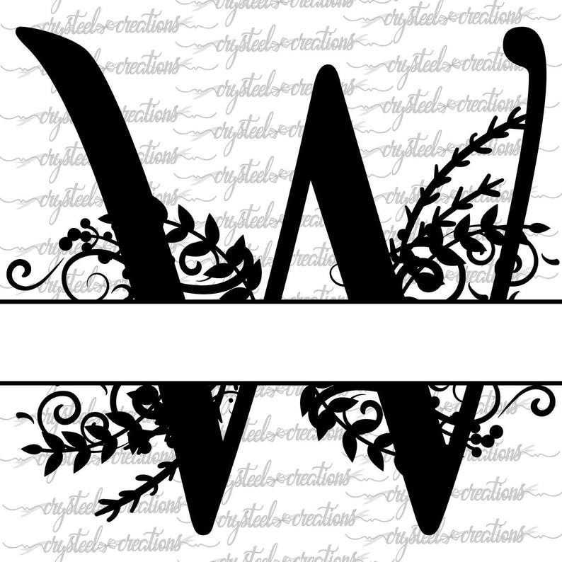 Letter W Split Monogram Svg Png Dxf Regal Split Alphabet Etsy