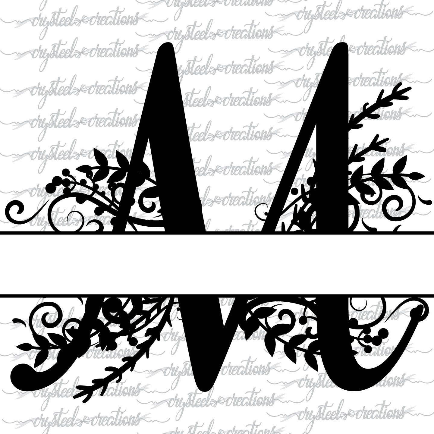 Letter M Split Monogram SVG PNG DXF Regal Split Alphabet | Etsy Canada