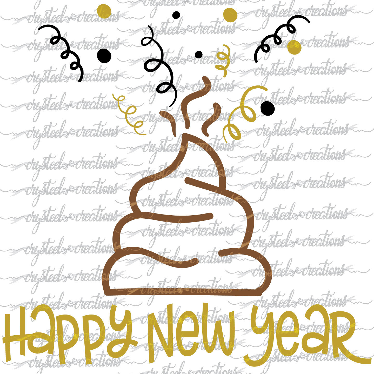 Happy New Year Poo SVG PNG DXF Silhouette Cricut New | Etsy