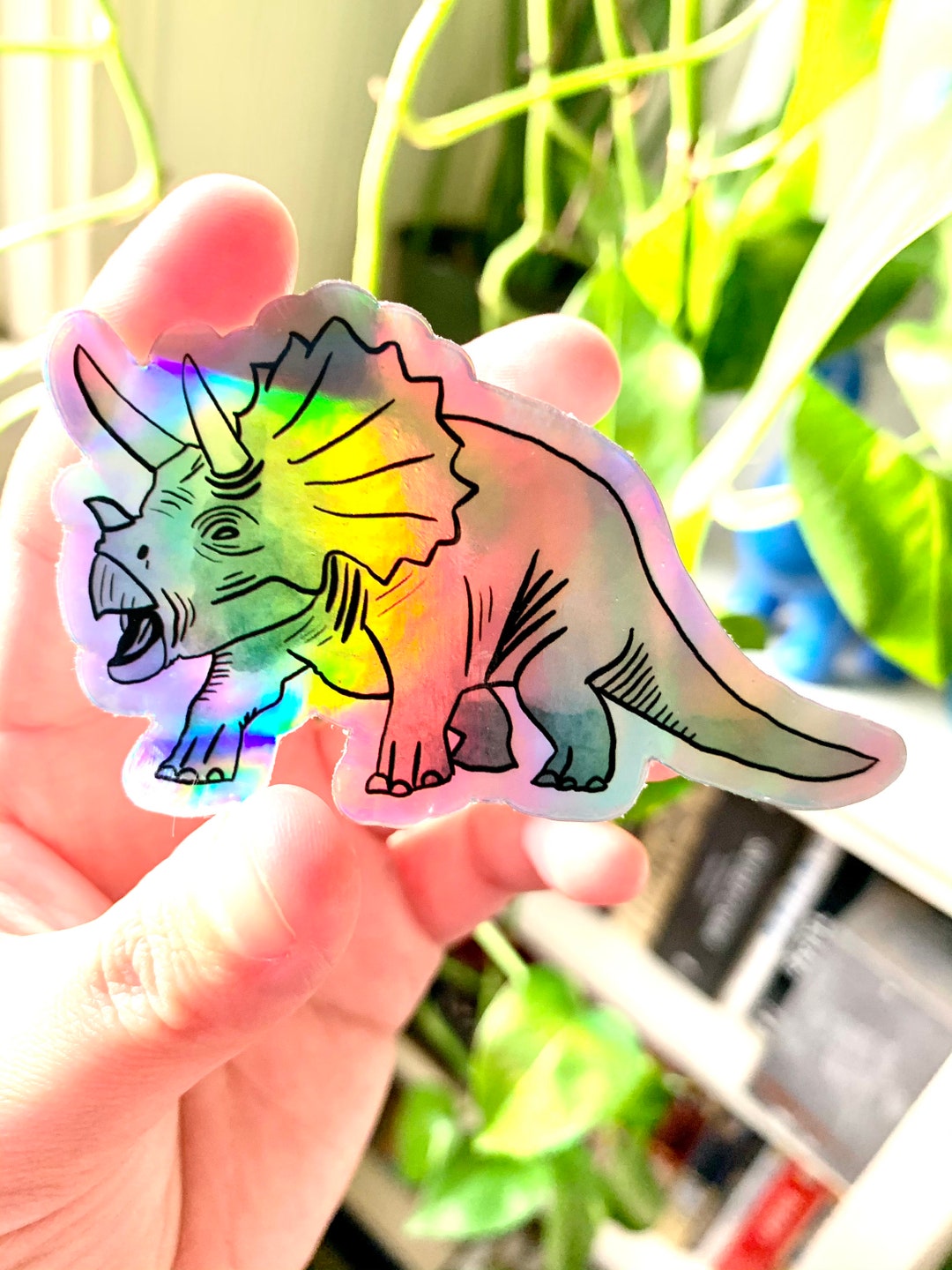Holographic Triceratops Sticker Dinosaur Die Cut Cute Gift Laptop - Etsy