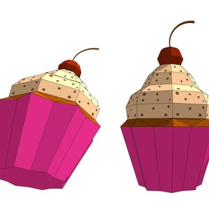 Cupcake Papercraft PDF Template, DIY Cupcake, 3D Origami, Paper Cupcake ...