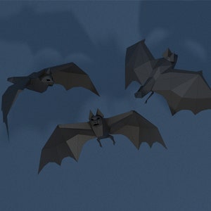 Papercraft PDF Halloween Bat, SVG Pepakura Bat Template, Low Poly ...