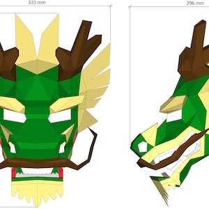 Papercraft 3d Chinese Dragon Mask PDF Digital Template, Low Poly Paper ...