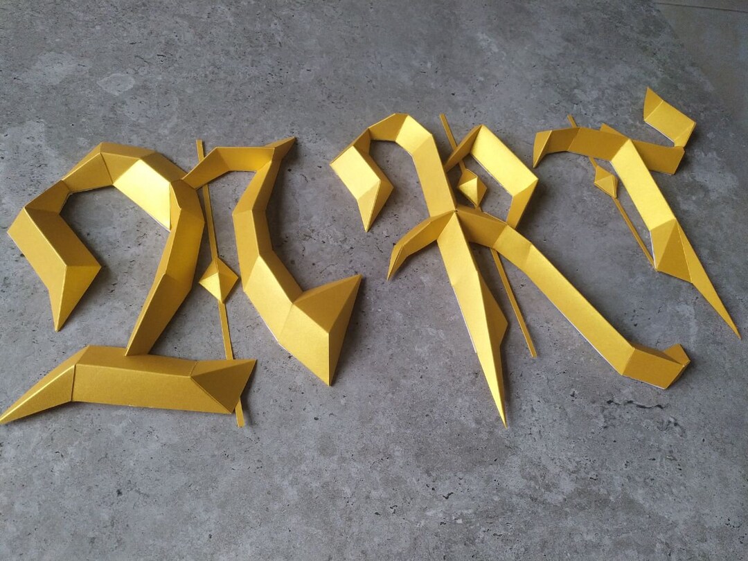 Papercraft 3D Alphabet Letters A-Z, Paper DIY Gothic Alphabet, Lowpoly ...