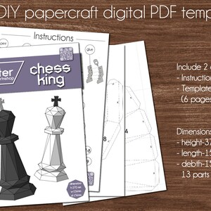 Papercraft Template for Chess King, PDF Template, for DIY, 3D Origami ...
