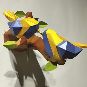 Papercraft 3D Birds on a Branch Template, SVG Bird Template, Origami ...