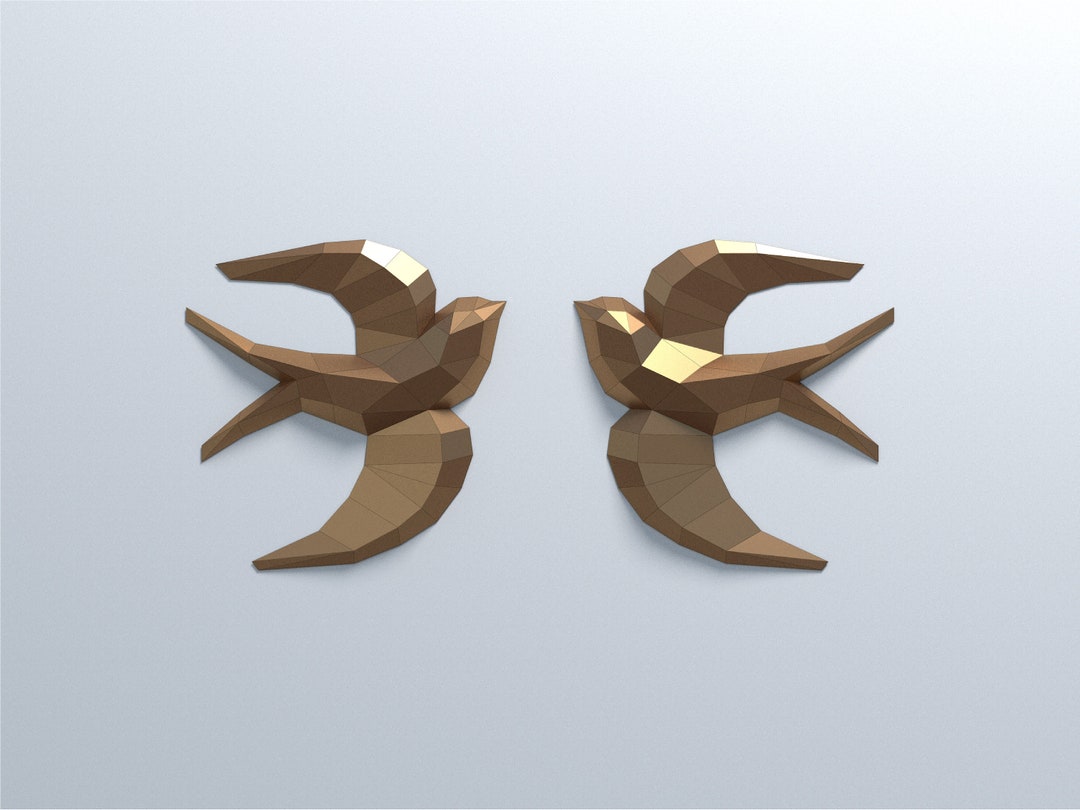 Papercraft 3D Swallow Bird Digital Template for DIY Wall Decoration ...