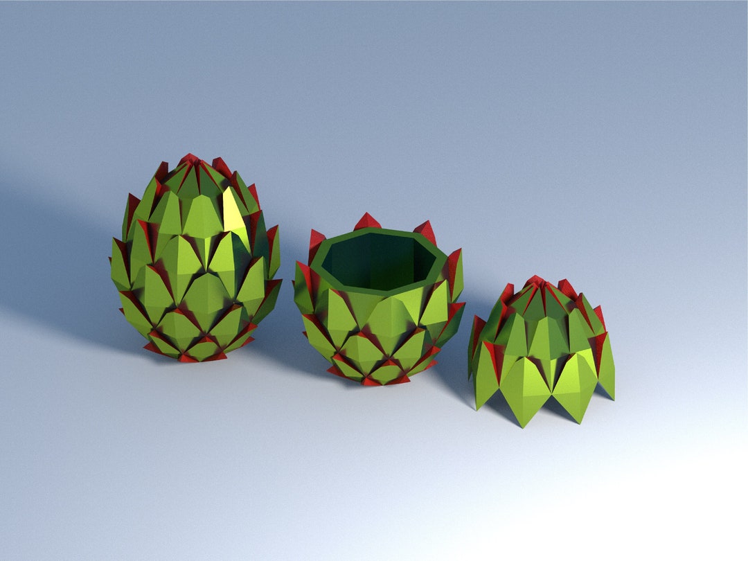 3D Papercraft Dragon Egg, Lowpoly Dragon Egg SVG Template, Paper Box ...