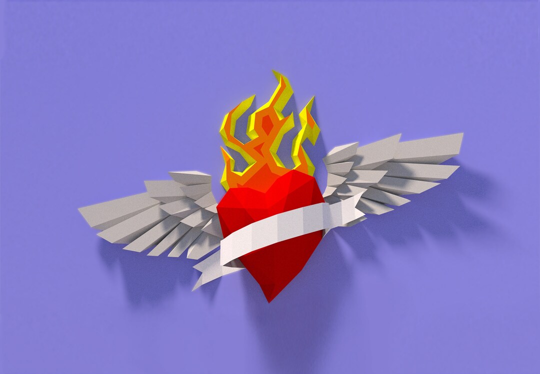 Papercraft Heart, Paper Winged Heart, Heart Template, PDF Heart With ...