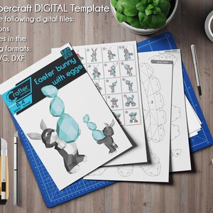 3d Papercraft Easter Rabbit Template, Easter Bunny Holding Easter Eggs ...