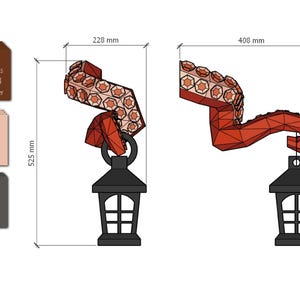 Papercraft Halloween Lantern in Octopus Tentacle, Low Poly Lantern ...
