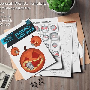 Papercraft Halloween Pumpkin With Skull, Low Poly Pumpkin and Skull ...