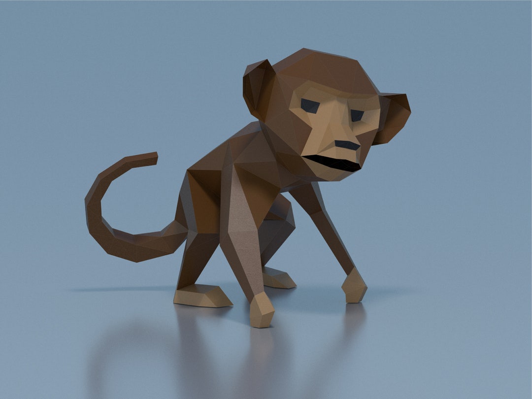 Papercraft 3d Monkey Digital Template, DIY Monkey Pattern, 3D Origami ...