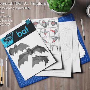 Papercraft PDF Halloween Bat, SVG Pepakura Bat Template, Low Poly ...