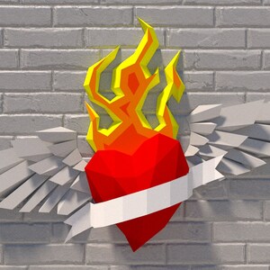 Papercraft Heart, Paper Winged Heart, Heart Template, PDF Heart With ...