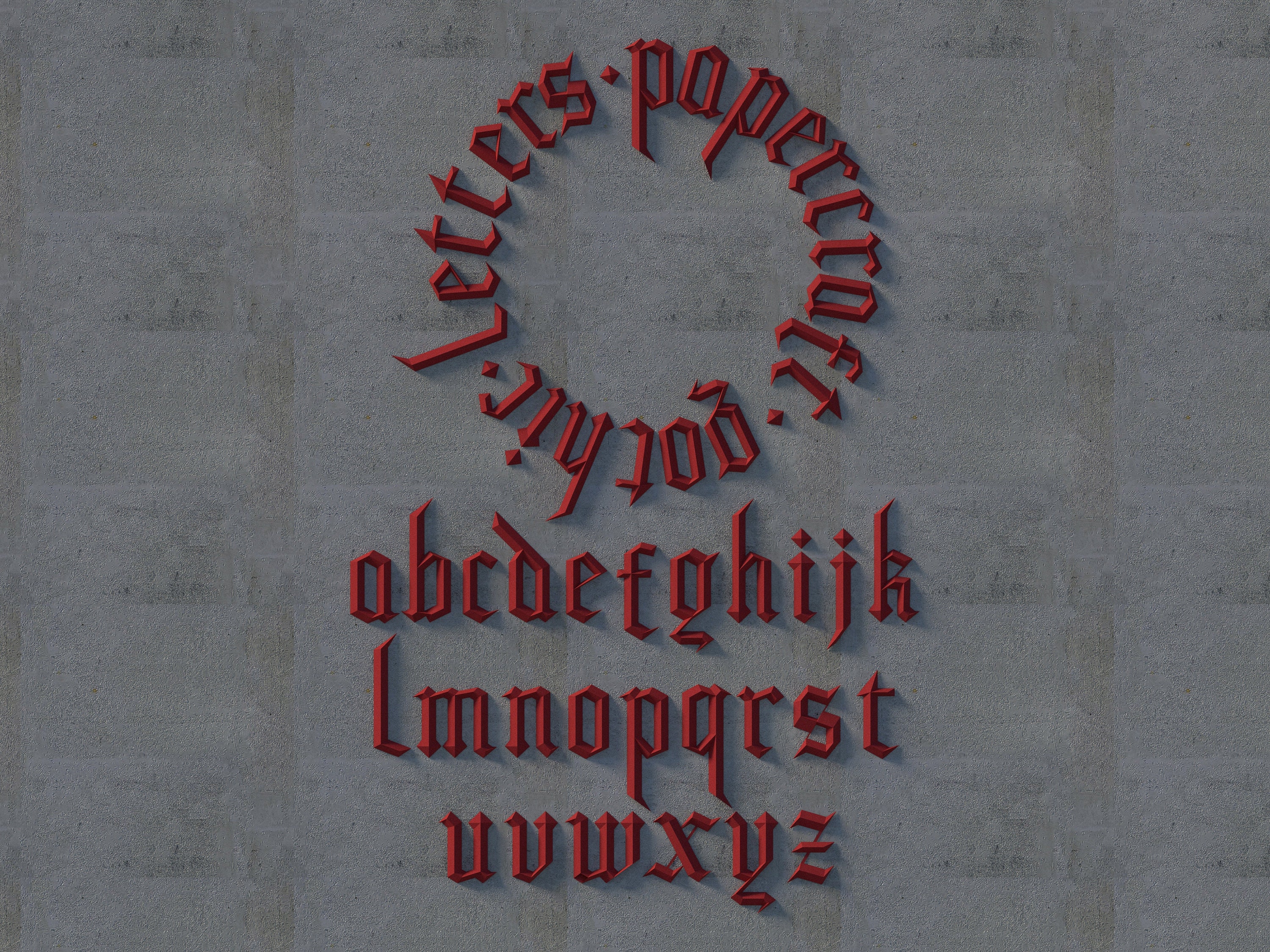 Papercraft 3D Letters, Paper Gothic Alphabet, Lowercase Letter Set, Low ...