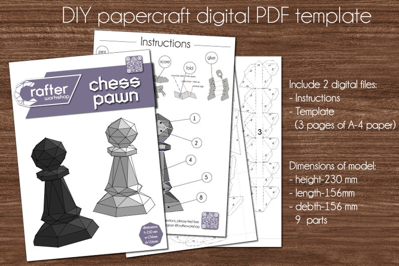 Papercraft Chess Pawn PDF Template for DIY 3D Origami - Etsy