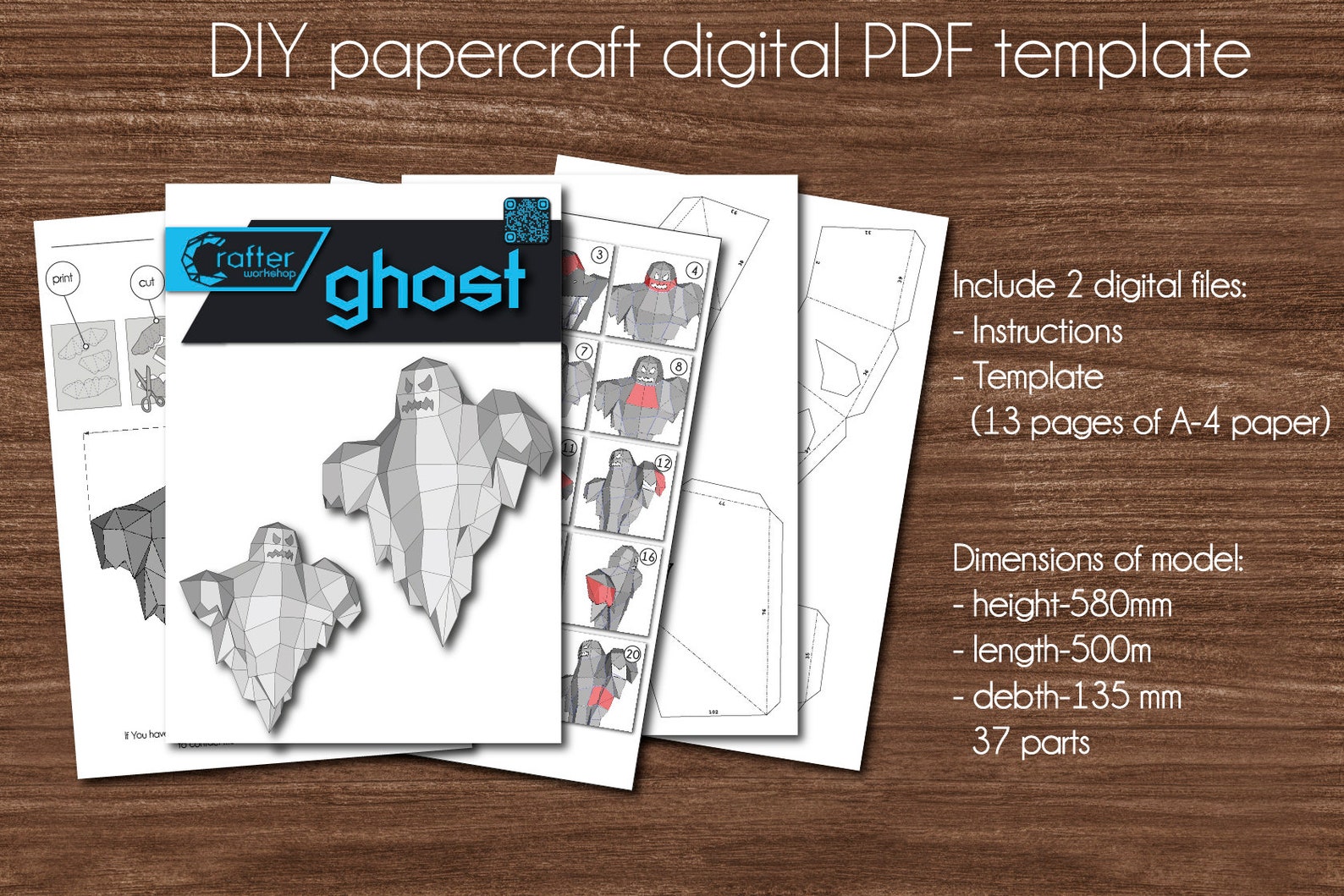 Papercraft DIY Ghost Papercraft Helloween Ghost Dxf Ghost - Etsy
