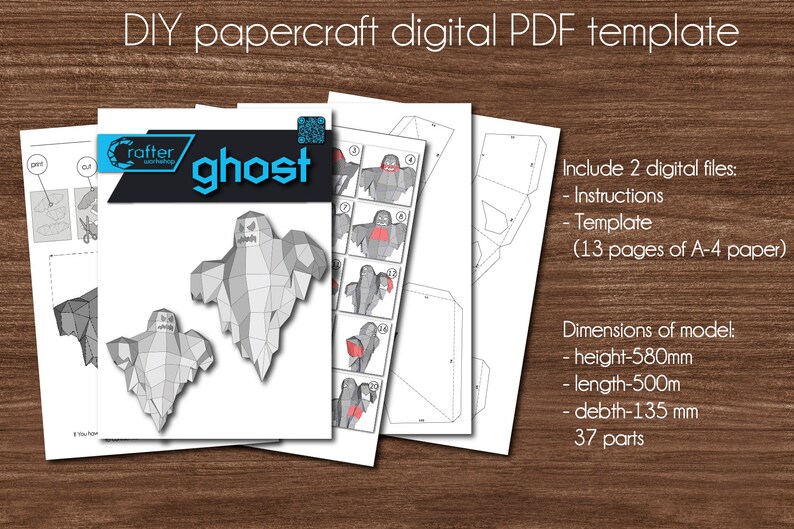 Papercraft DIY Ghost , Papercraft Halloween Ghost, Dxf Ghost Drawing ...