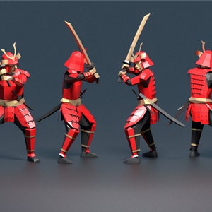 Papercraft 3d Samurai Warrior Figurine Digital PDF Template, Low Poly ...