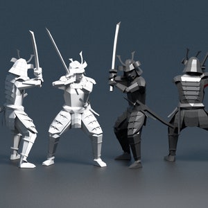 Papercraft 3d Samurai Warrior Figurine Digital PDF Template, Low Poly ...