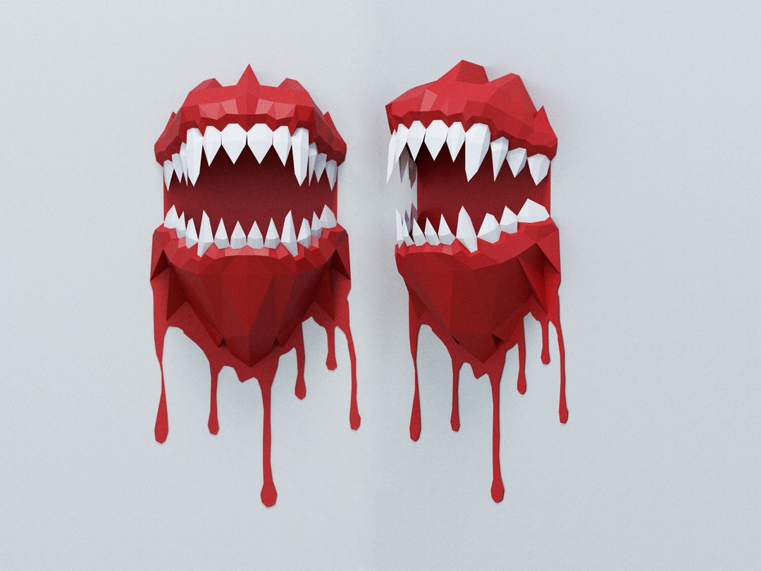 Papercraft 3d Halloween Vampire Teeth PDF Template, DIY Halloween ...