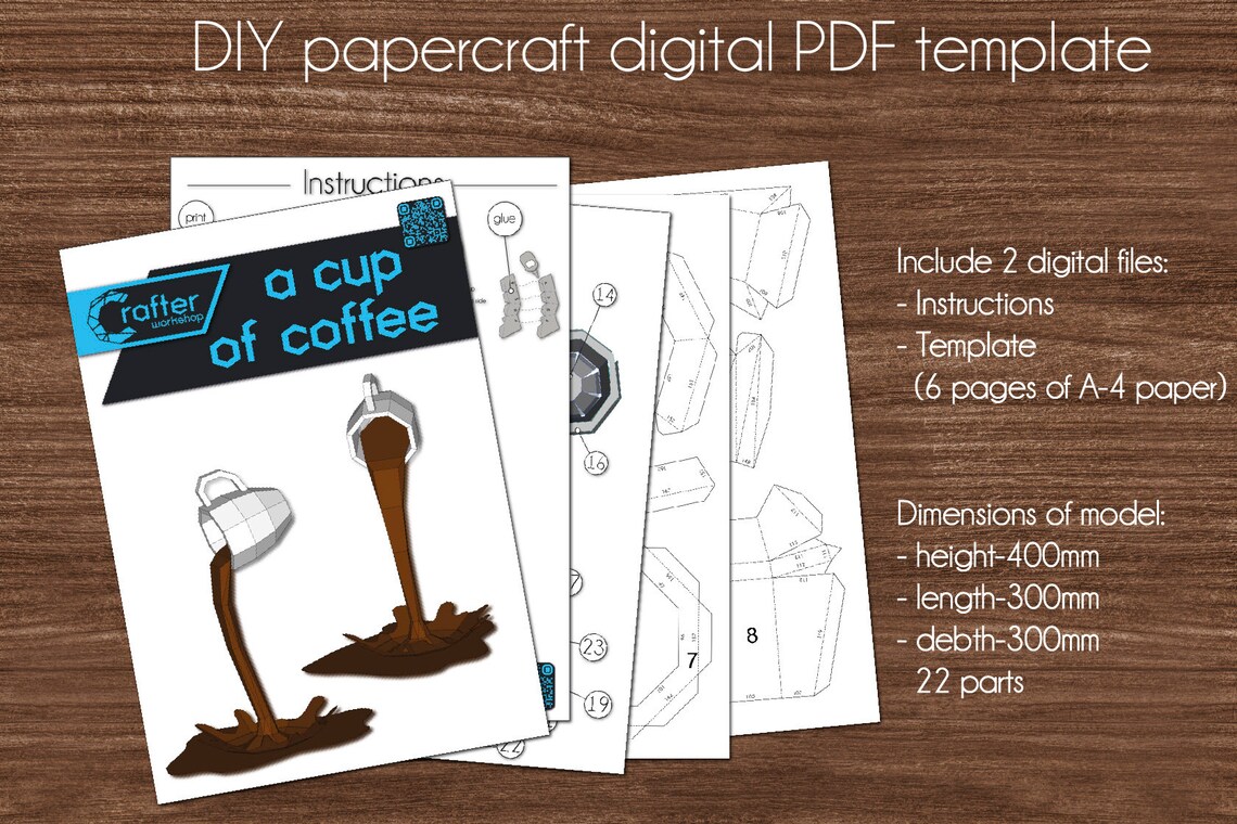 Papercraft 3d Cup of Coffe Low Poly Papercraft Coffe Cup - Etsy