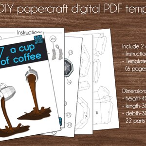 Papercraft 3d Cup of Coffe, Low Poly Papercraft Coffe Cup Template ...