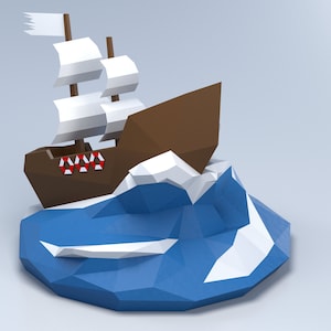 Papercraft Ship, PDF Svg Dxf Template for Paper Boat, Papercraft Boat ...