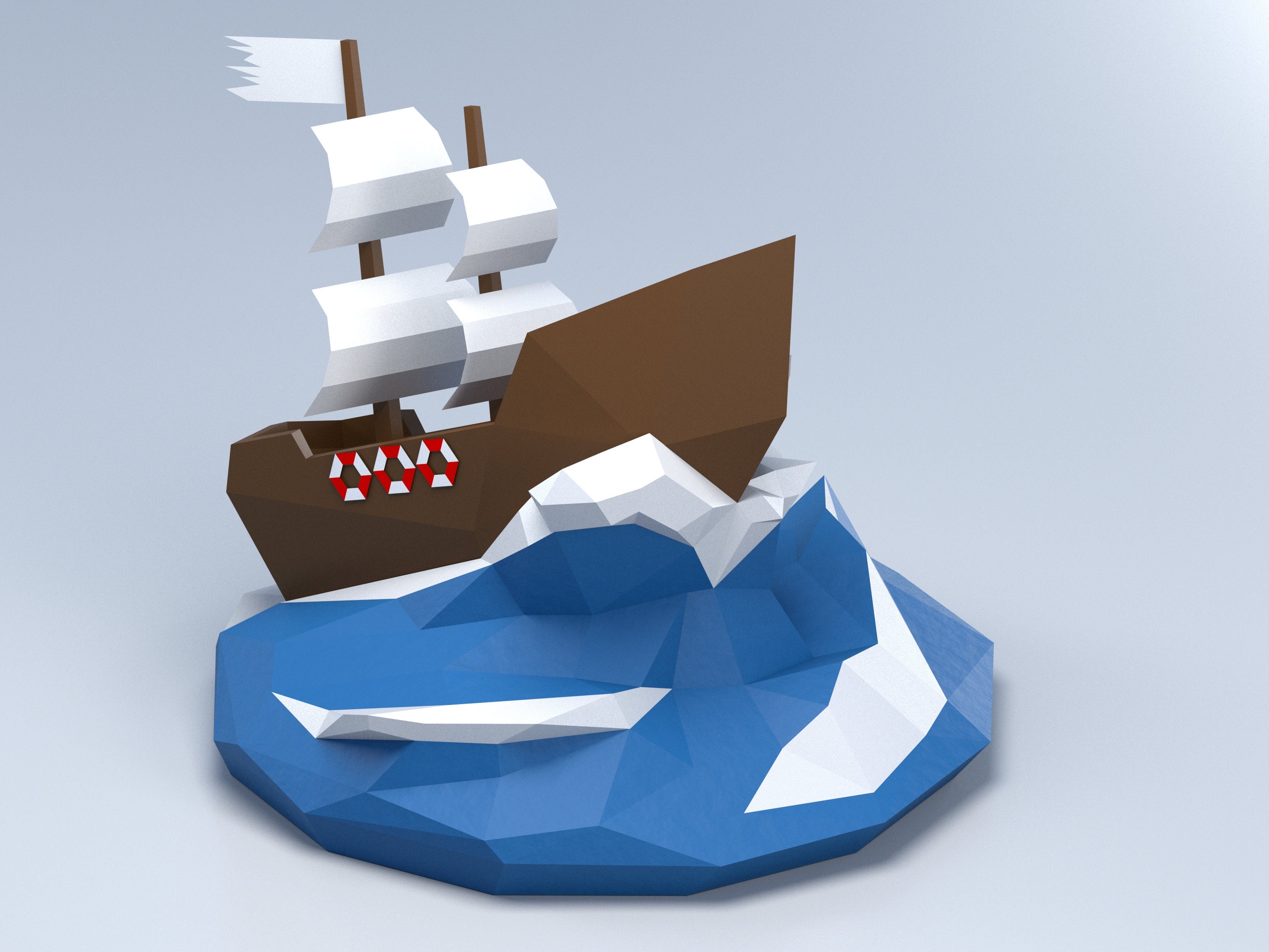 Papercraft Ship, PDF Svg Dxf Template for Paper Boat, Papercraft Boat ...