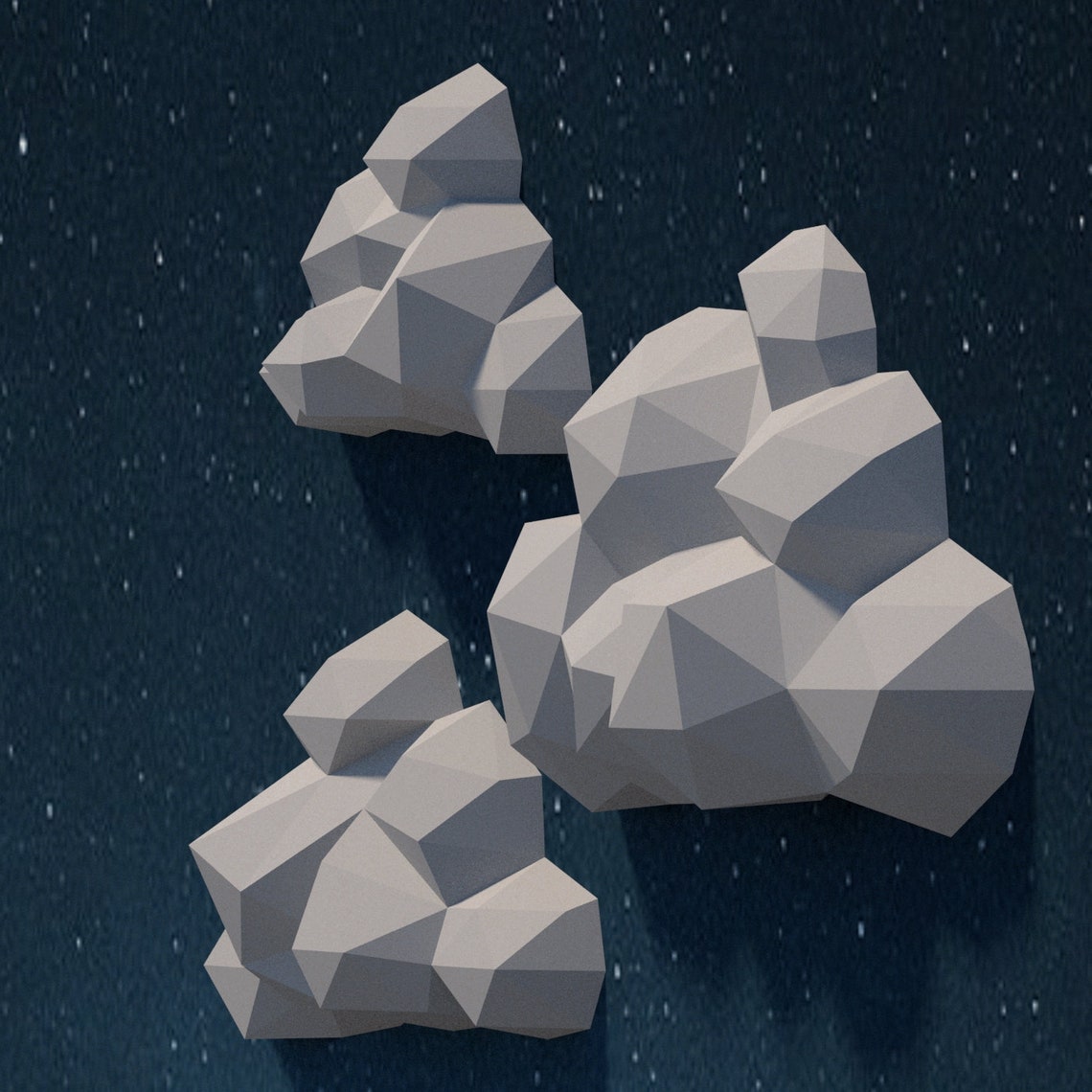 Papercraft Digital PDF Template for Clouds, DIY 3D Clouds, Origami,low ...