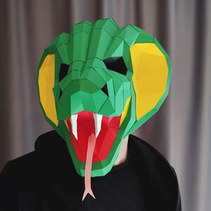 DIY Papercraft Snake Mask Template Easy to Make Halloween Costume, Low ...