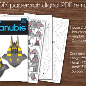 Papercraft DIY Anubis Model, Paper 3d Anubis, Anubis Template, Dxf ...