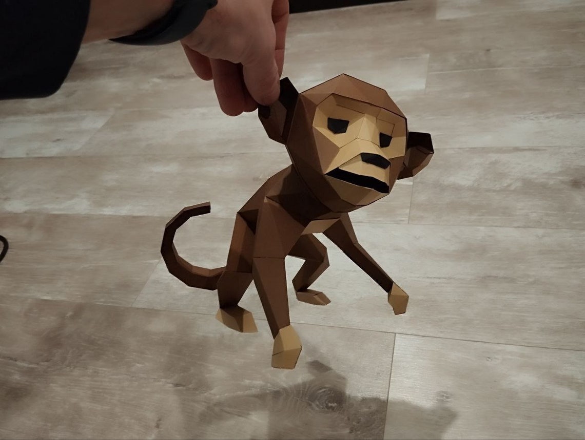 Papercraft 3d Monkey Digital Template, DIY Monkey Pattern, 3D Origami ...