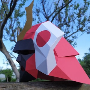 Papercraft 3d Samurai Helmet Mask PDF Digital Template, Low Poly Paper ...