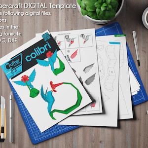 Papercraft 3D Hummingbird Template, SVG Template, Origami Paper Bird ...