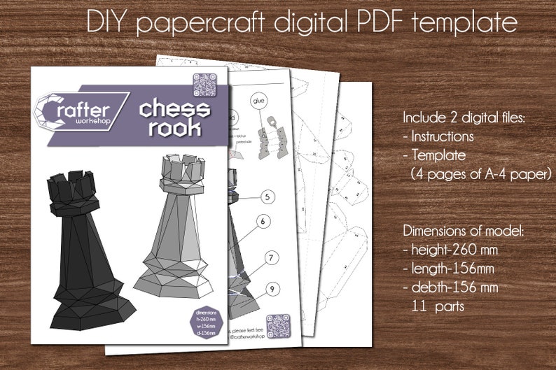 Pdfpapercraft Chess Rook Template for DIY 3D Origami Paper - Etsy