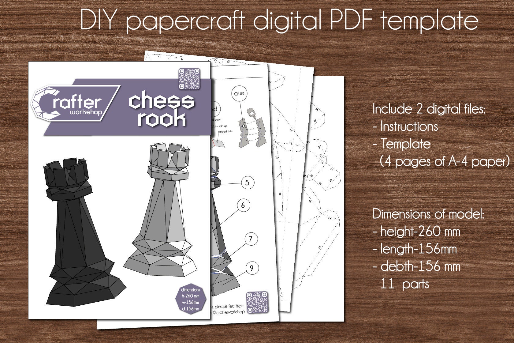 Pdfpapercraft Chess Rook Template for DIY 3D Origami Paper - Etsy