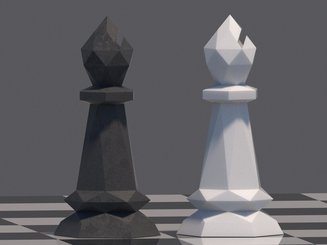 Papercraft Chess Bishop Figure PDF Template, for DIY, 3D Origami, Paper ...