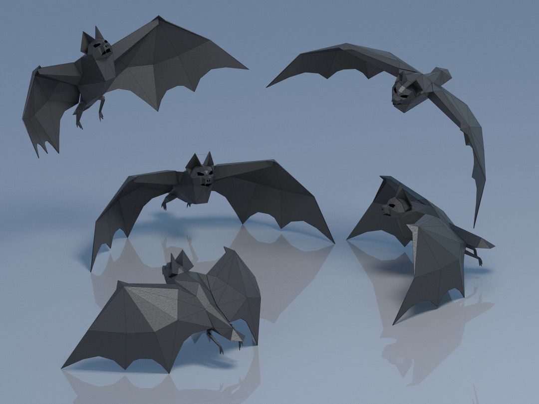 Papercraft PDF Halloween Bat, SVG Pepakura Bat Template, Low Poly ...